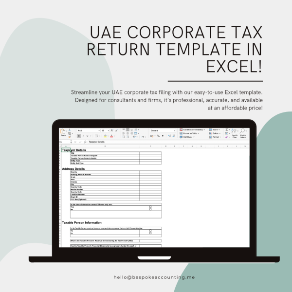 UAE Corporate Tax Return Template (Excel) - Bespoke Accounting