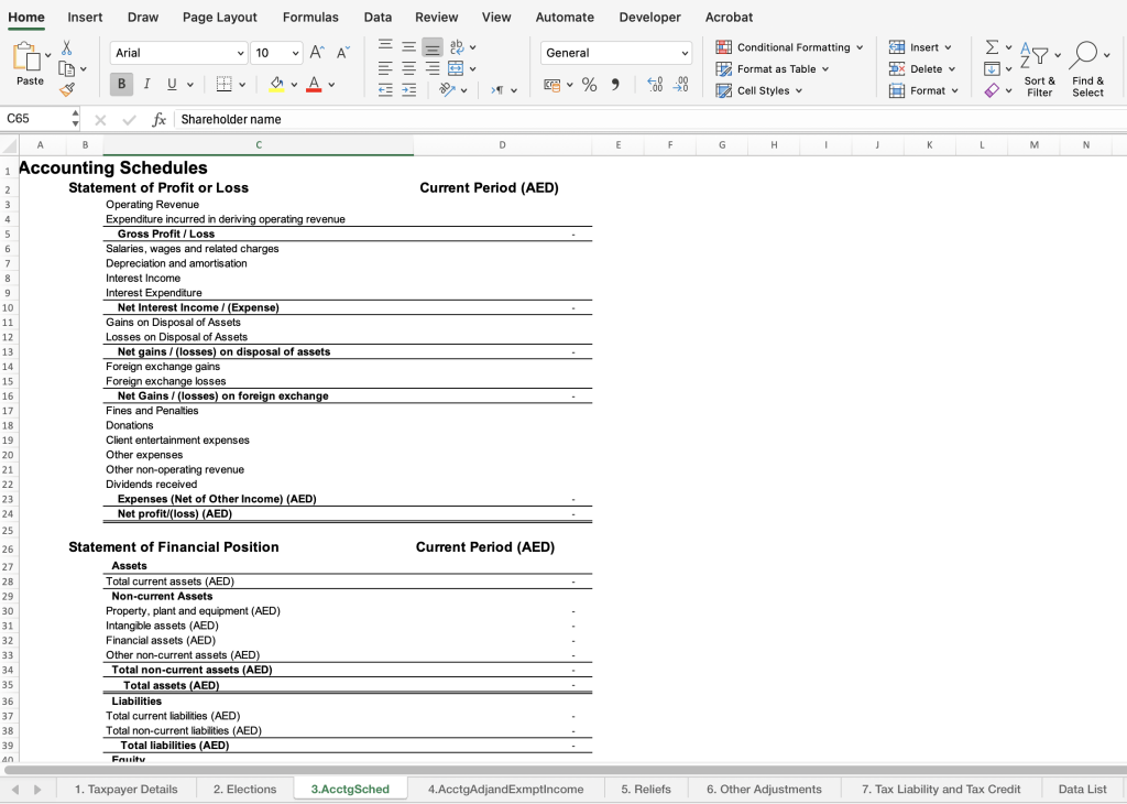 UAE Corporate Tax Return Template (Excel) - UPDATED VERSION - Bespoke ...